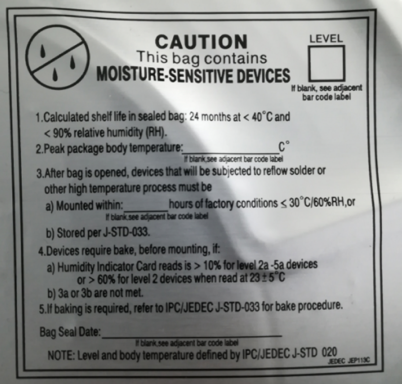 Proper Handling of Humidity Sensitive Components (MSL 3)